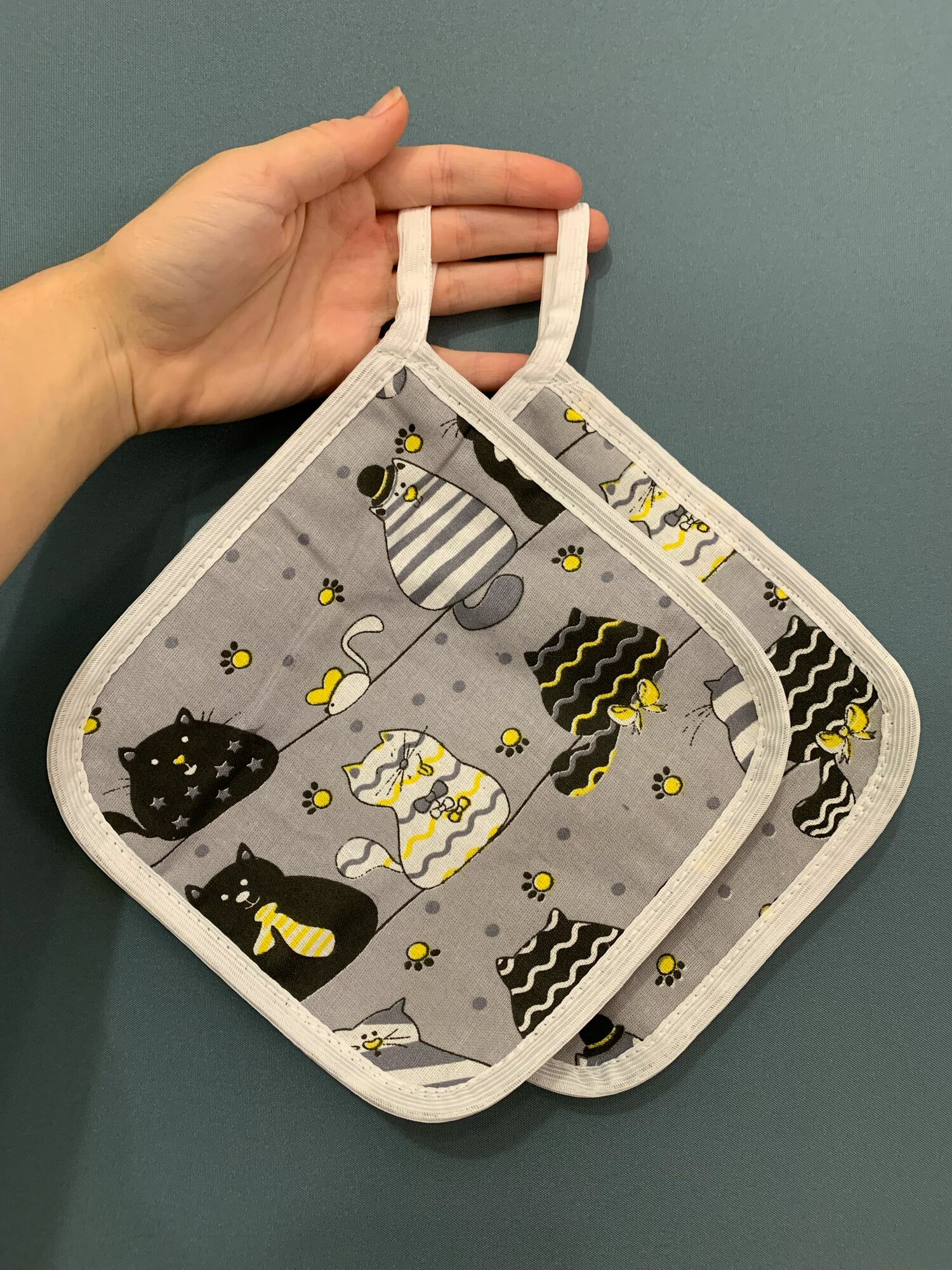 Прихватка кухонная (котики на сером) 2 шт;