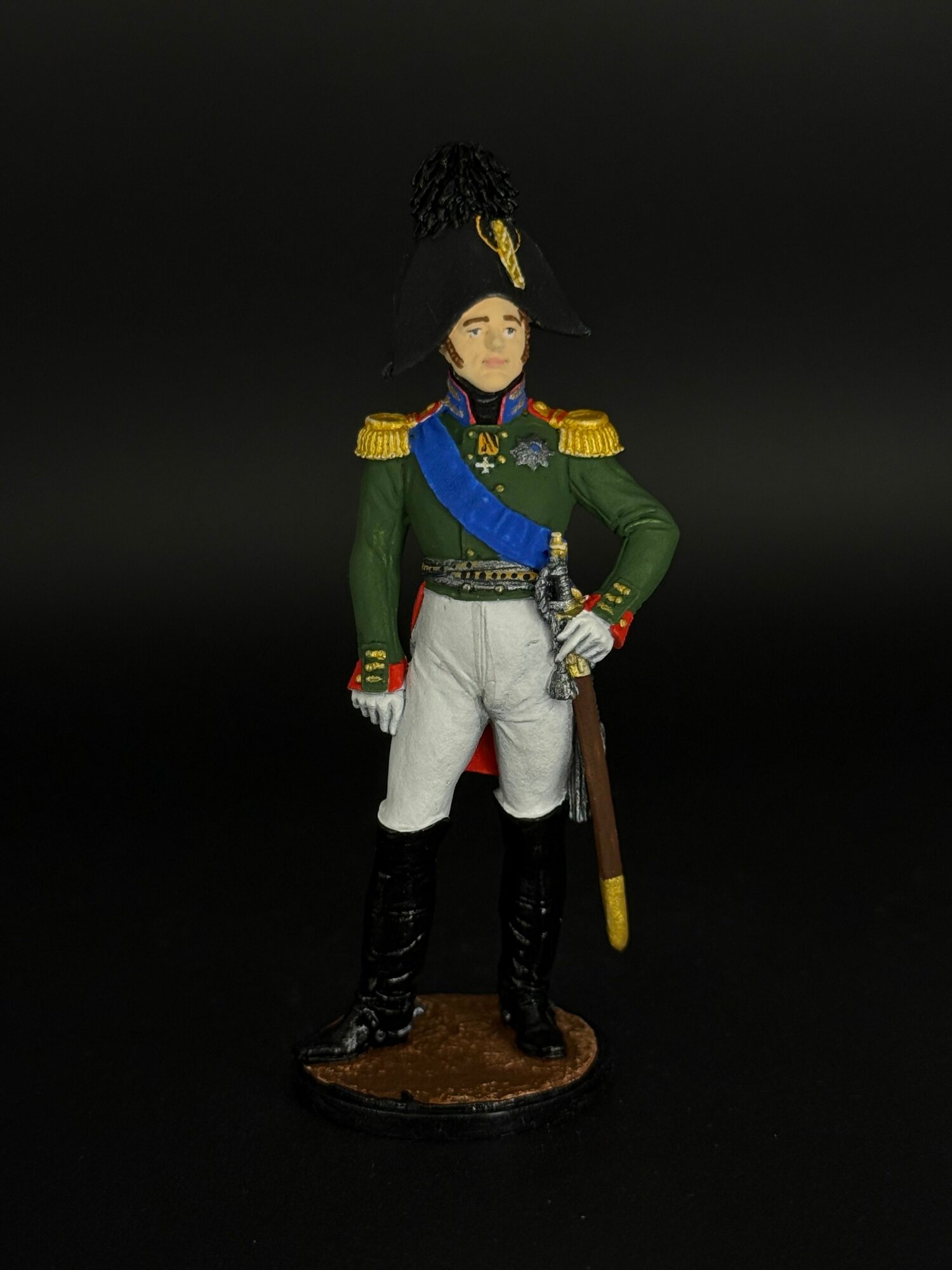 Коллекционный оловянный солдатик Император Александр I. Россия, 1812 год 7 см масштаб 1:30 ручная роспись