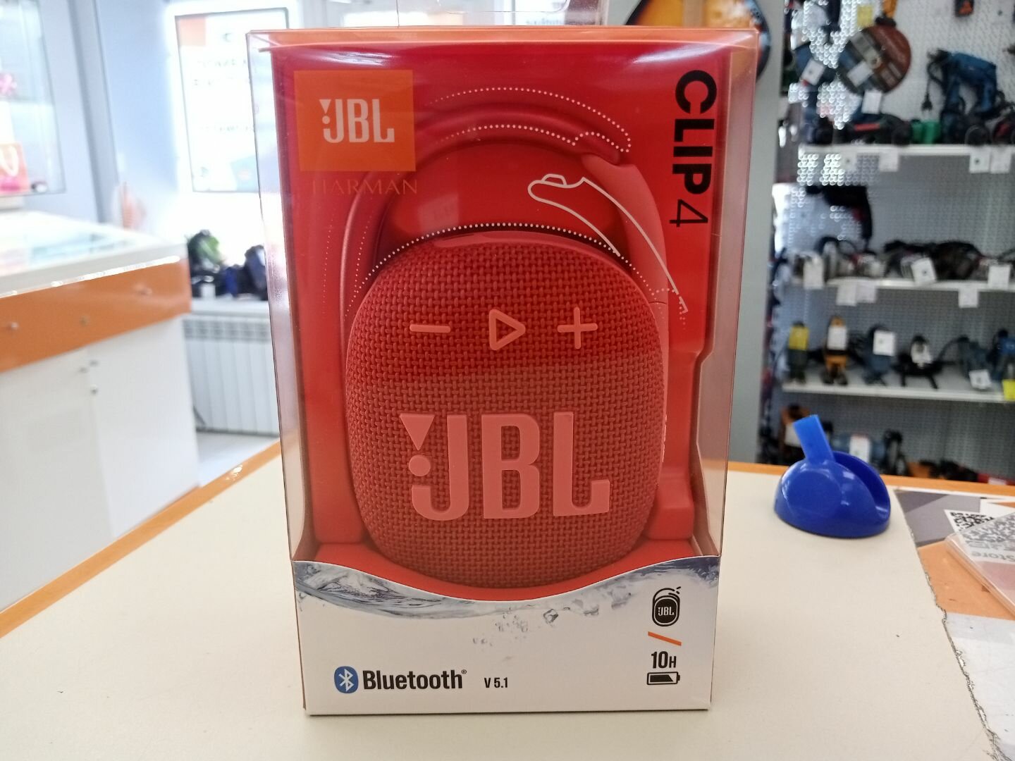 Портативная акустика JBL Clip 4/Красная/Беспроводная колонка JBL/Red/ Маленькая, мощная колонка/ 5вт