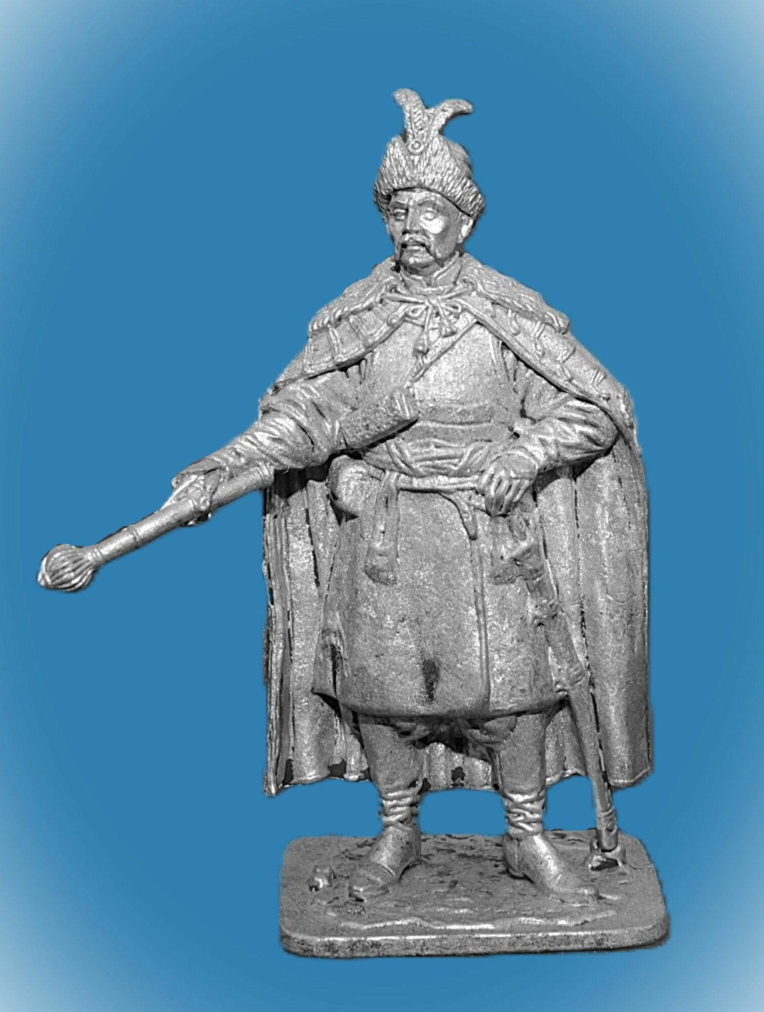 Коллекционная оловянная миниатюра, солдатик в масштабе 54мм( 1/32) Казацкий полковник. Украина, 17 в