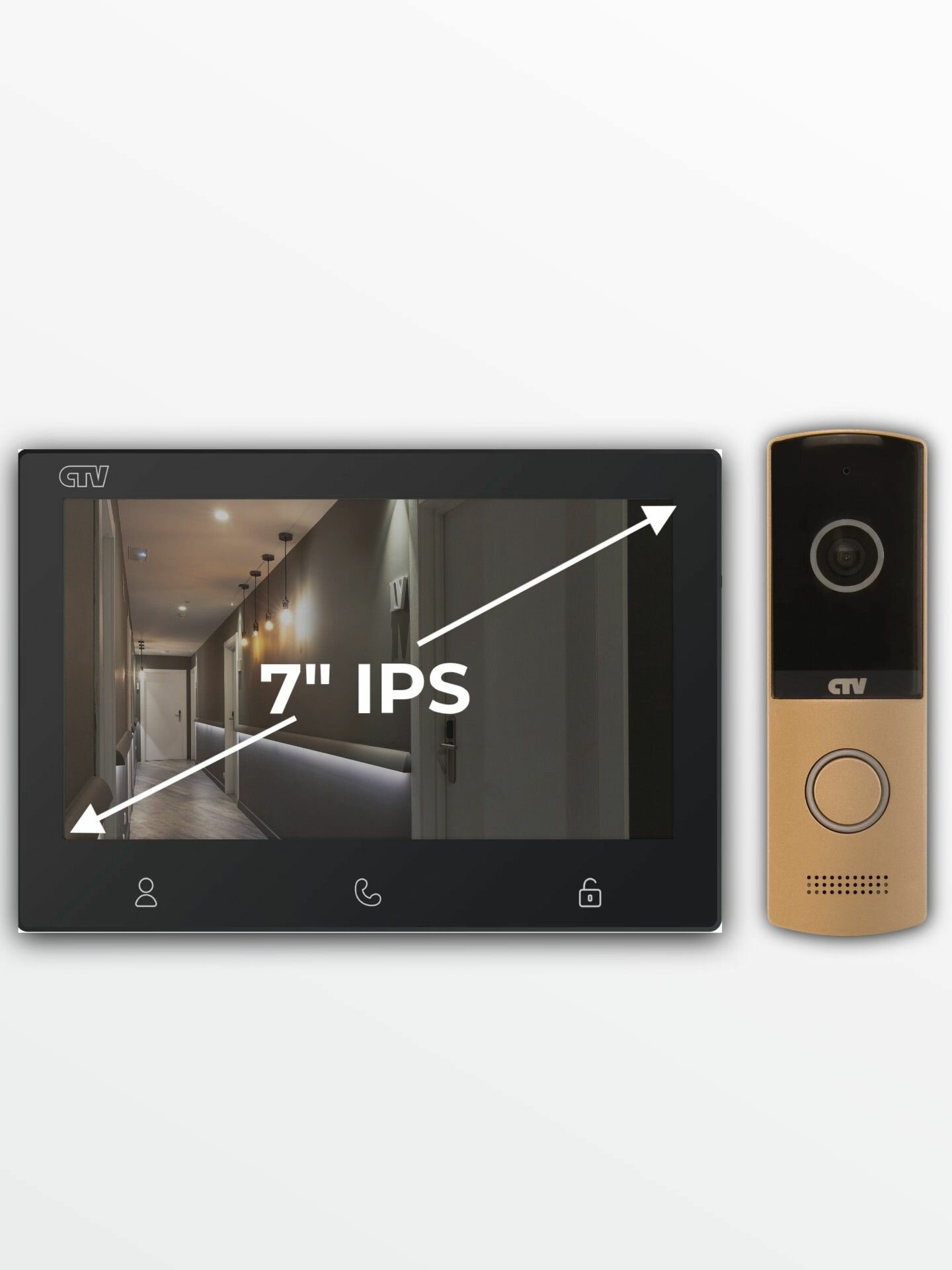 Комплект видеодомофон для квартиры: аналоговый монитор 7" CTV-M3712 Astra + вызывная панель CTV-D4003NG, для дома или офиса, удаленное открытие замка, подключение к подъездному домофону