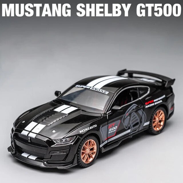 1:32 Ford Mustang Shelby GT500 Alloy Muscle Car Модель со звуком и светом, детская игрушка, коллекционная, подарок на день рождения
