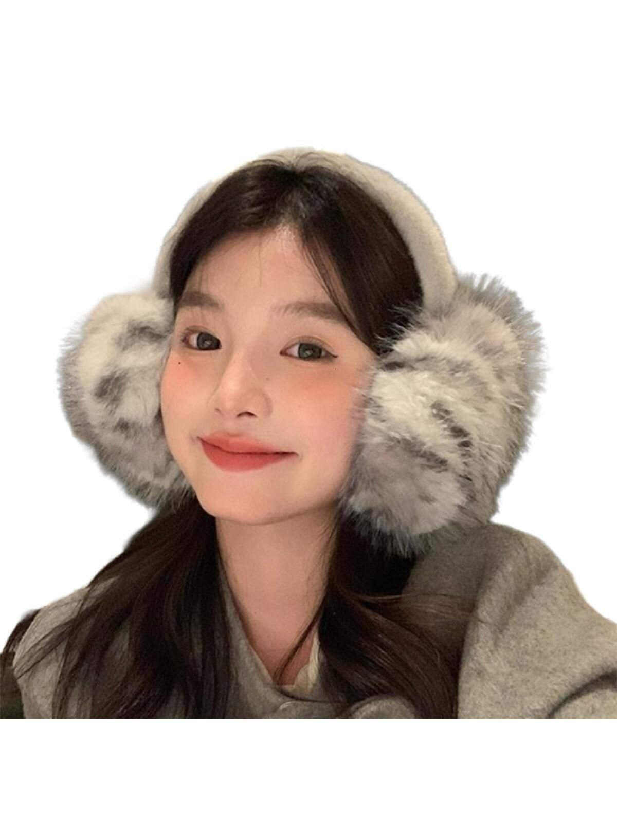 Наушники меховые, Плюшевые теплые наушники_серый