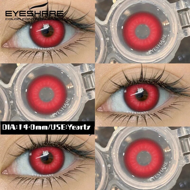 Цветные Контактные Линзы EYESHARE Для Хэллоуина: Синие, Для Косплея, Аниме, Красные, Фиолетовые, Розовые. Красивый Макияж