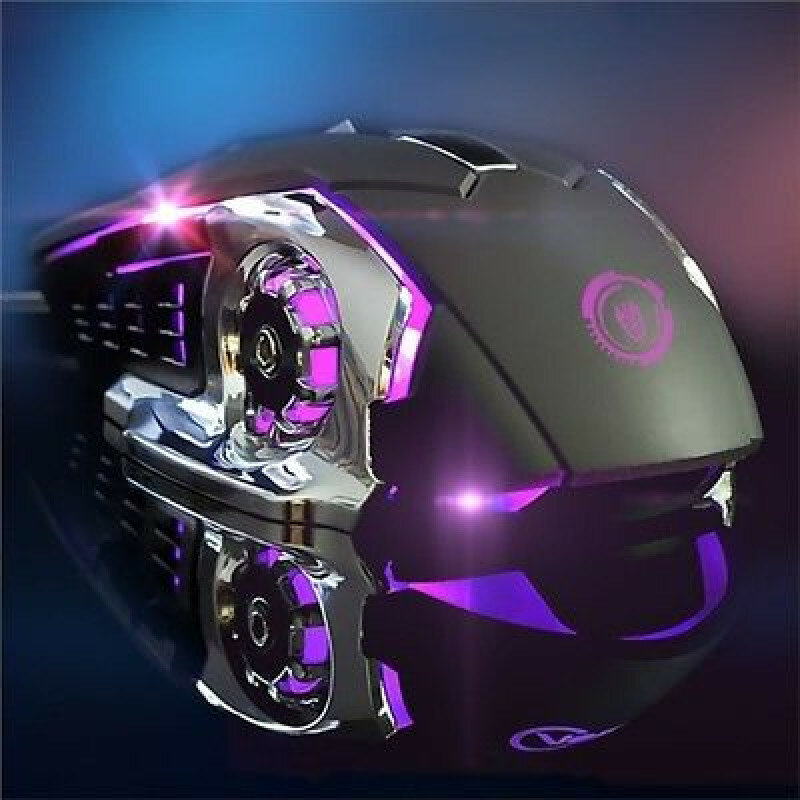 Мышь usb проводная gaming с оптическим разрешением 3200dpi и 6 кнопками для настольных компьютеров, black silver