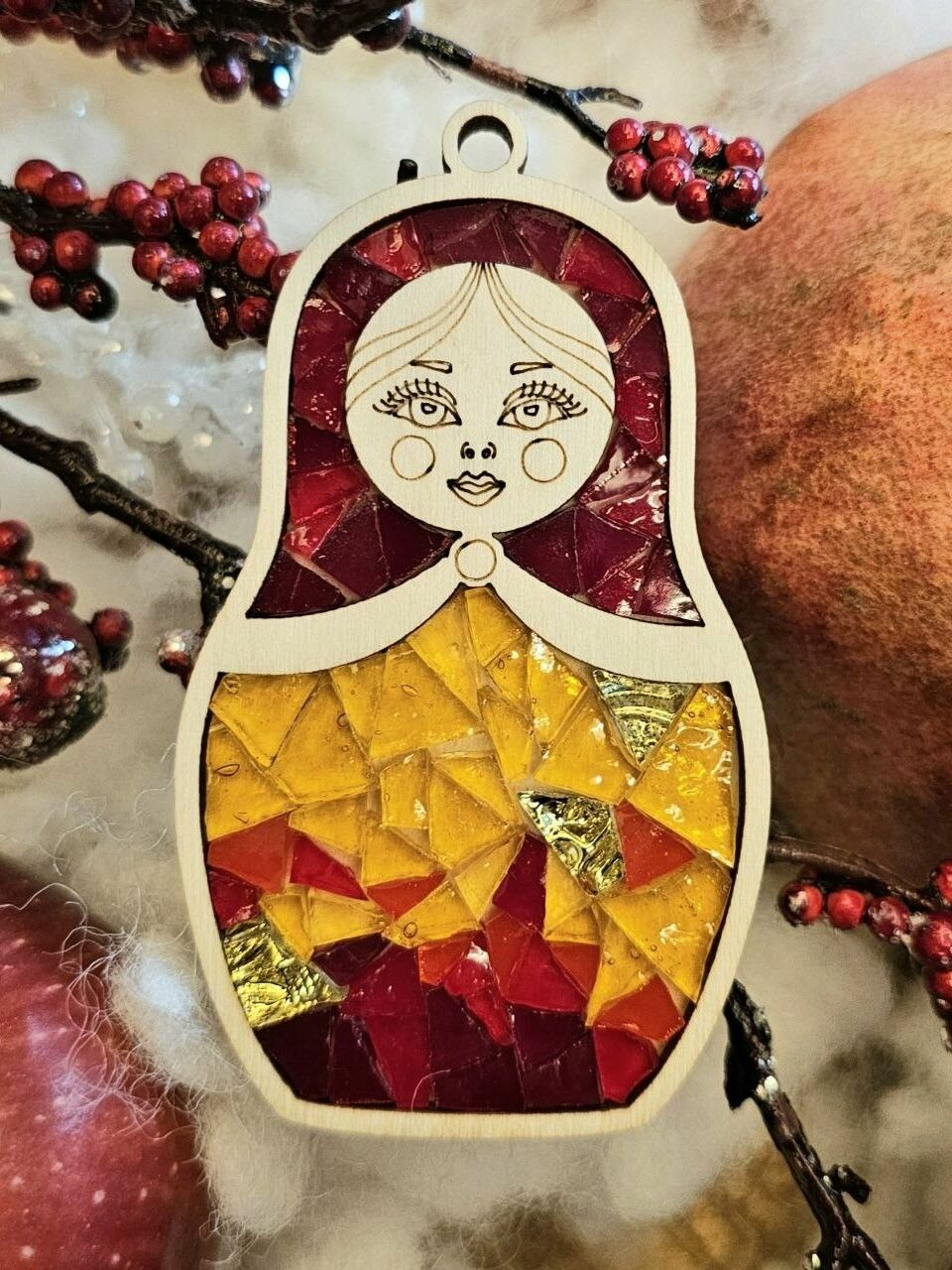 Набор для творчества мозаика стеклянная Матрешка красная 9 см. Алтай Витраж