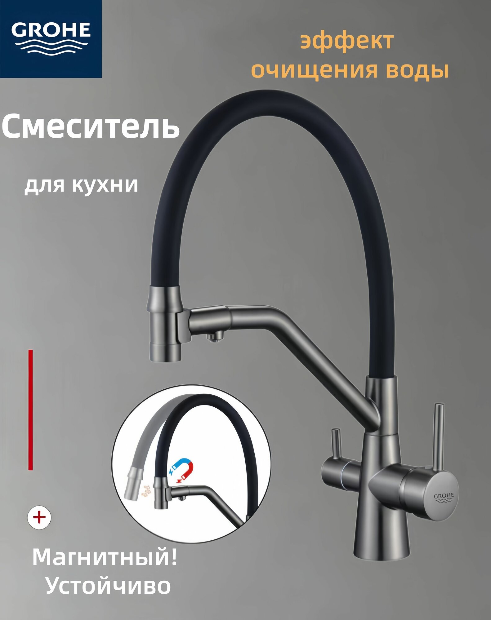 Кран для кухни Grohe с магнитным креплением и функцией очистки воды премиум-класс