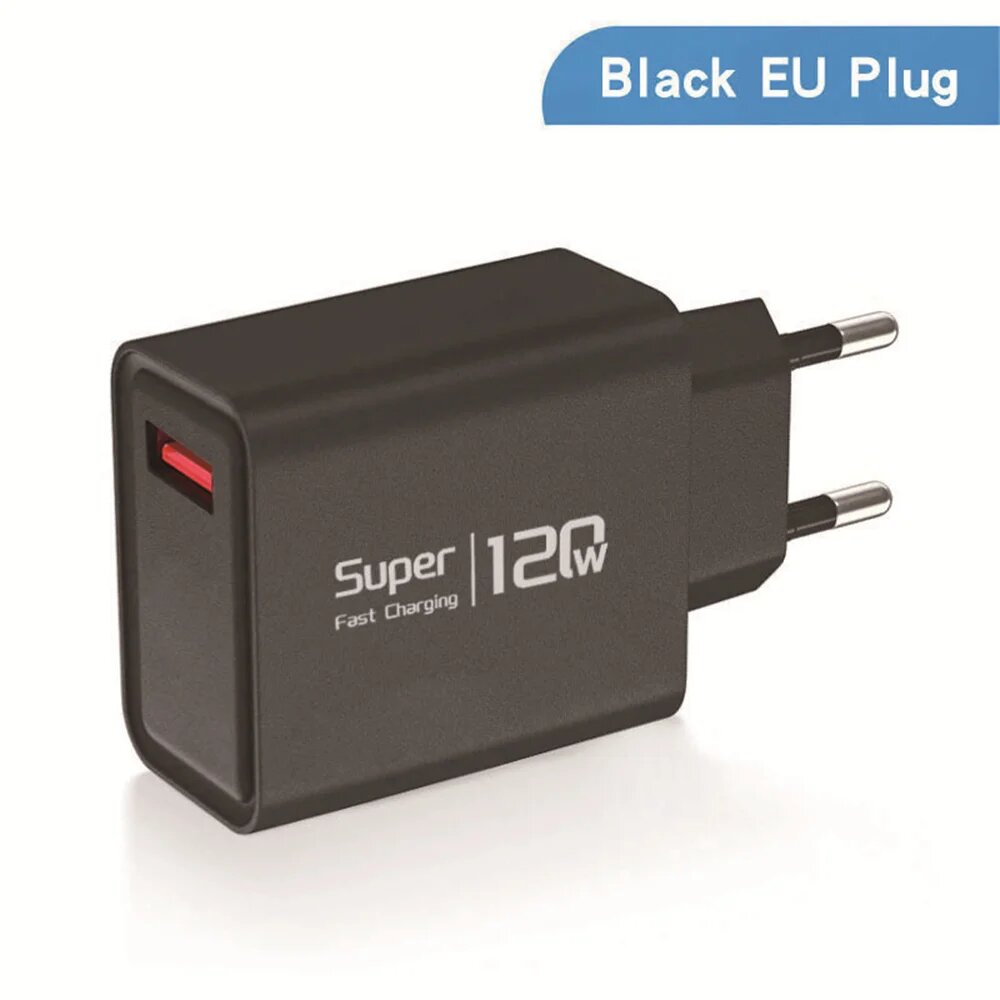 Зарядное устройство USB 120 Вт, супербыстрая зарядка, универсальный адаптер для Black EU Plug