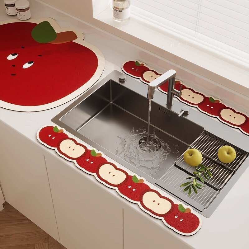 Кухонный кран, коврик для водопоглощения из диатомитовой земли, длинный полосатый коврик, подставка для ванной, узкий край, блокирующая полоса для ванной, дренаж