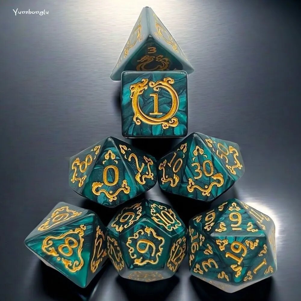 Yunzhonglu Кости игральные, дайсы, кубики для DnD (ДнД) 7 шт