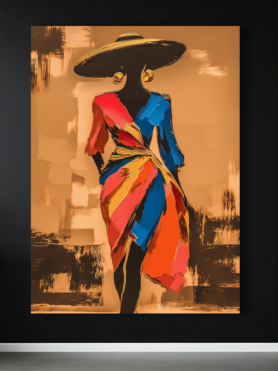 Картина интерьерная на стену - "Девушка танец стильная абстракция в гостиную, женский абстрактный силуэт" , 60х80 см.