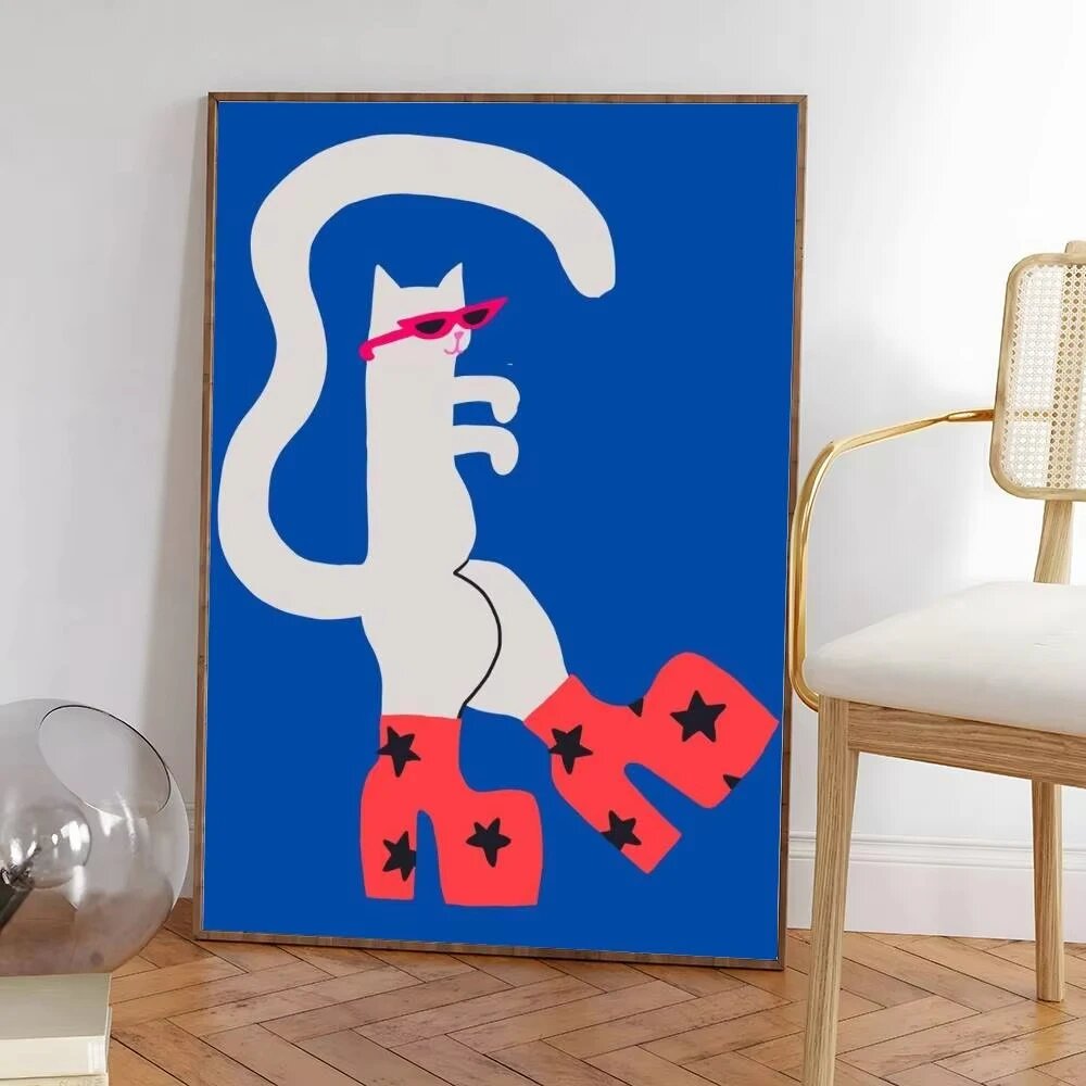 Абстрактная картина с кошкой на холсте 03, 30X40cm Unframed