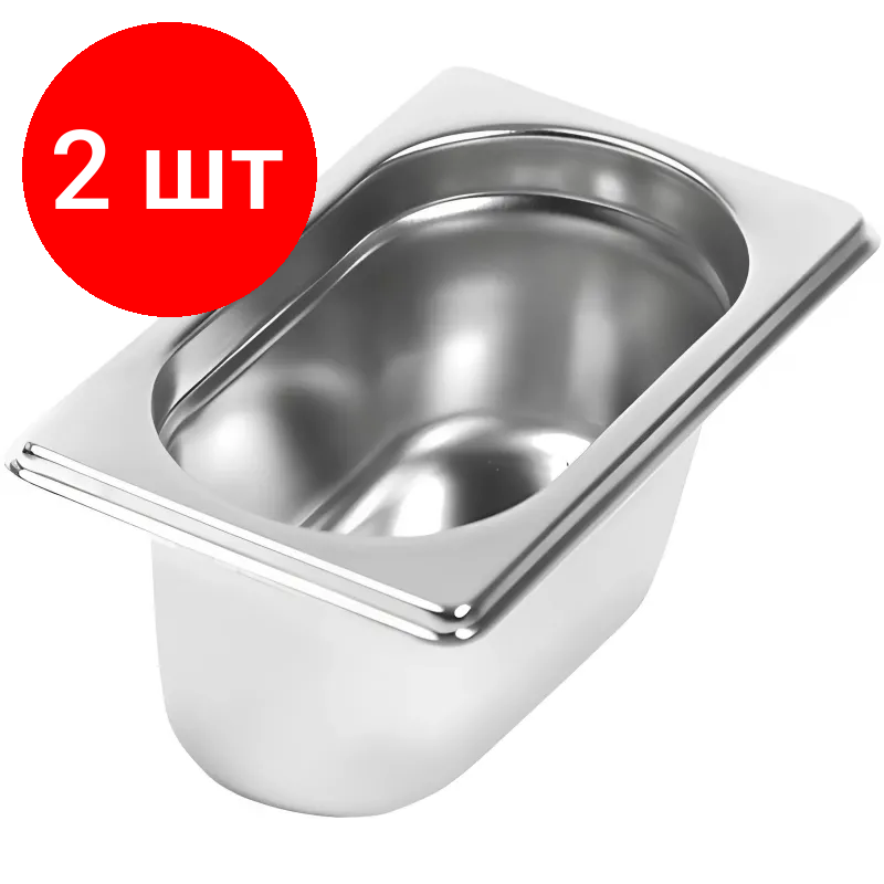 Комплект 2 штук, Гастроемкость (1/9x100мм), нерж. сталь AISI201, толщина 0.7мм, 176x108x100мм