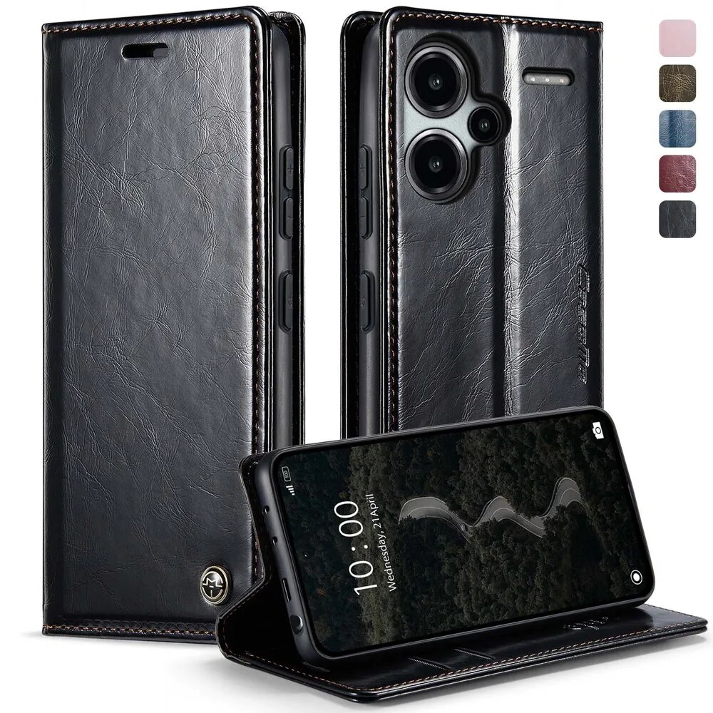 CaseMe Кожаный книжка чехол для Xiaomi Redmi Note 13 Pro Plus+ 5G /Сяоми Нот 13 Про + Редми Нот 13 Про 5G с визитницей из экокожи