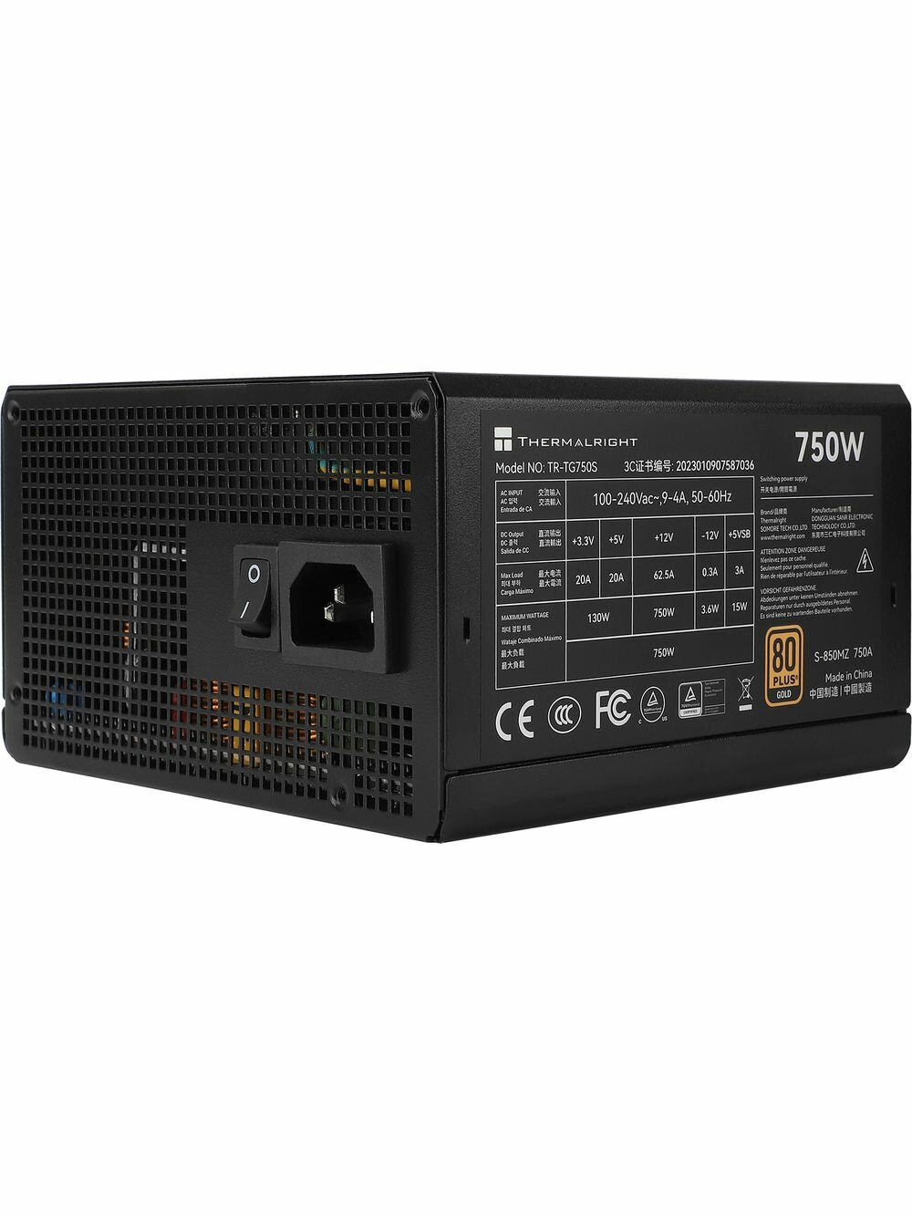 Блок питания для ПК THERMALRIGHT 750W 80+ Gold Black (TR-TG 750S)