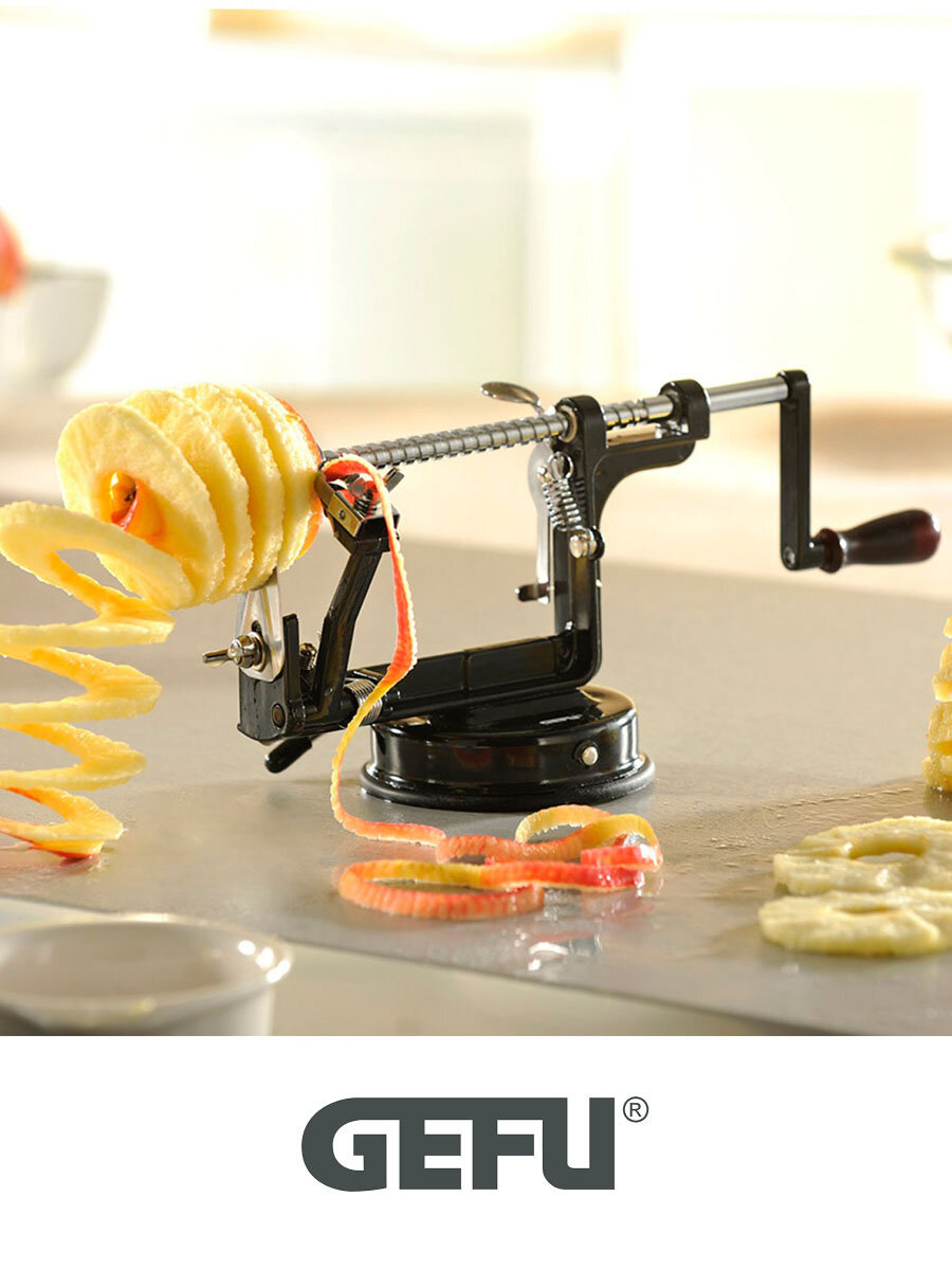 Машинка для очистки яблок Gefu 3 в 1, очистка от кожуры, нарезка спиралью, удаление сердцевины