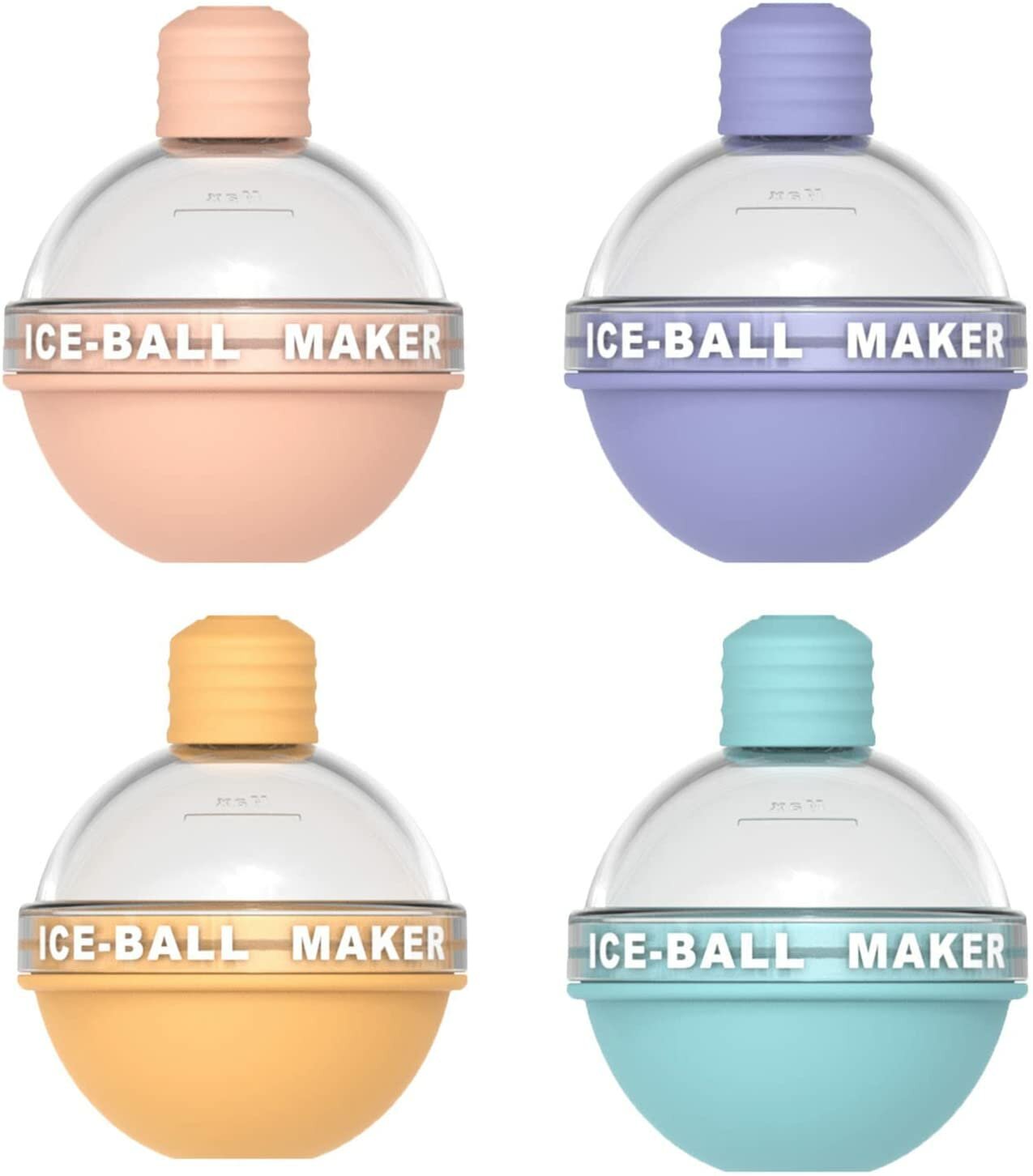 4 Pack Форма для льда в виде шара, силиконовая, 2.5 дюйма, для виски и коктейлей, Various color, Gift Box / Set 4 PCS, Factory silicone whiskey ice maker/ice ball machine, Ice Cream Tools, Material: Silicone, Model Number: ice maker