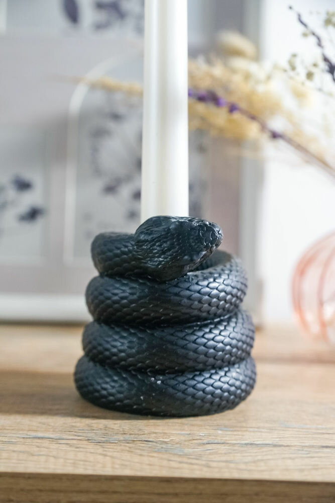 Подсвечник чёрная мамба для одной свечи, 9 см, EDG 714767-90