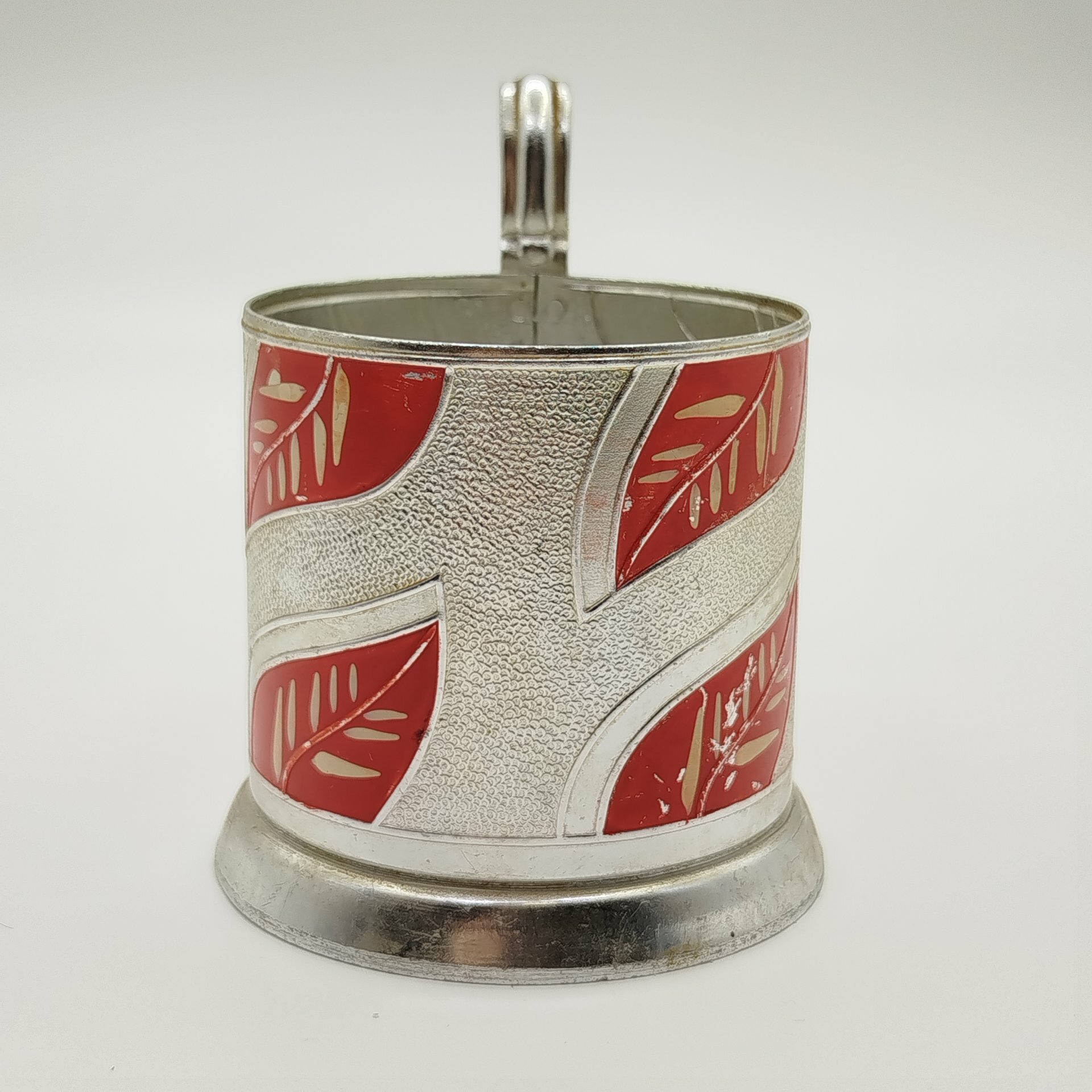 Подстаканник "Красные листья", алюминий, роспись