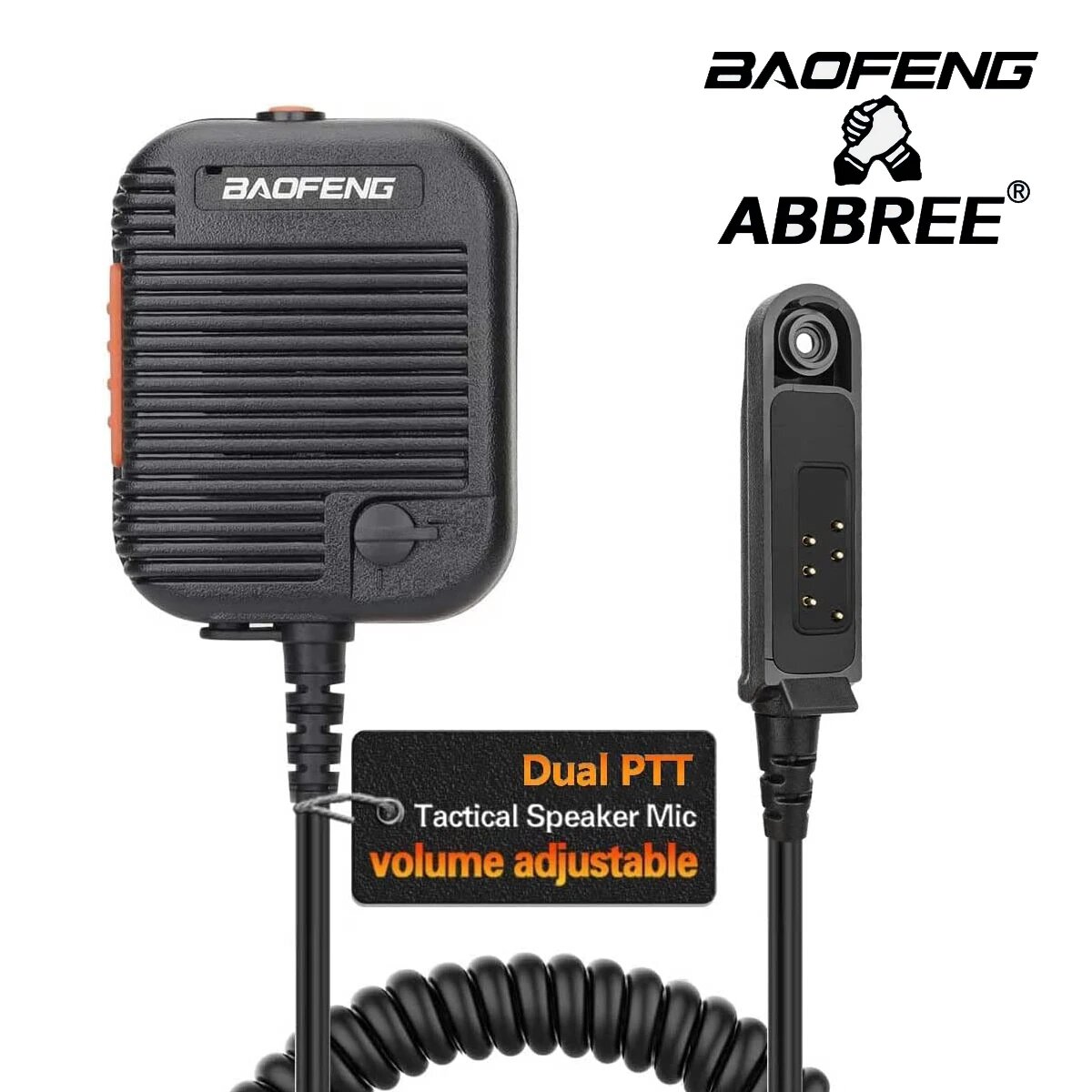 BAOFENG ABBREEE Тактический микрофон-динамик Dual PTT, черный
