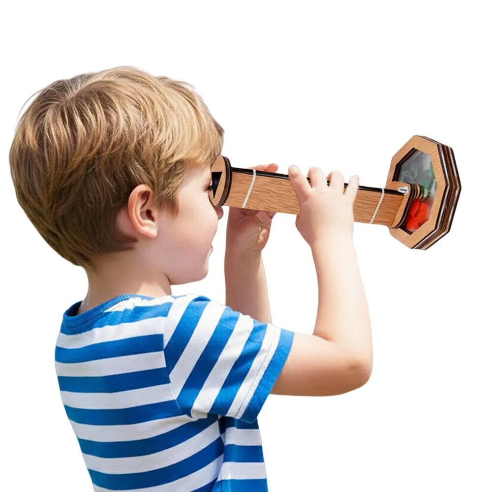 Детский калейдоскоп из дерева для самостоятельной сборки с вращающимся механизмом