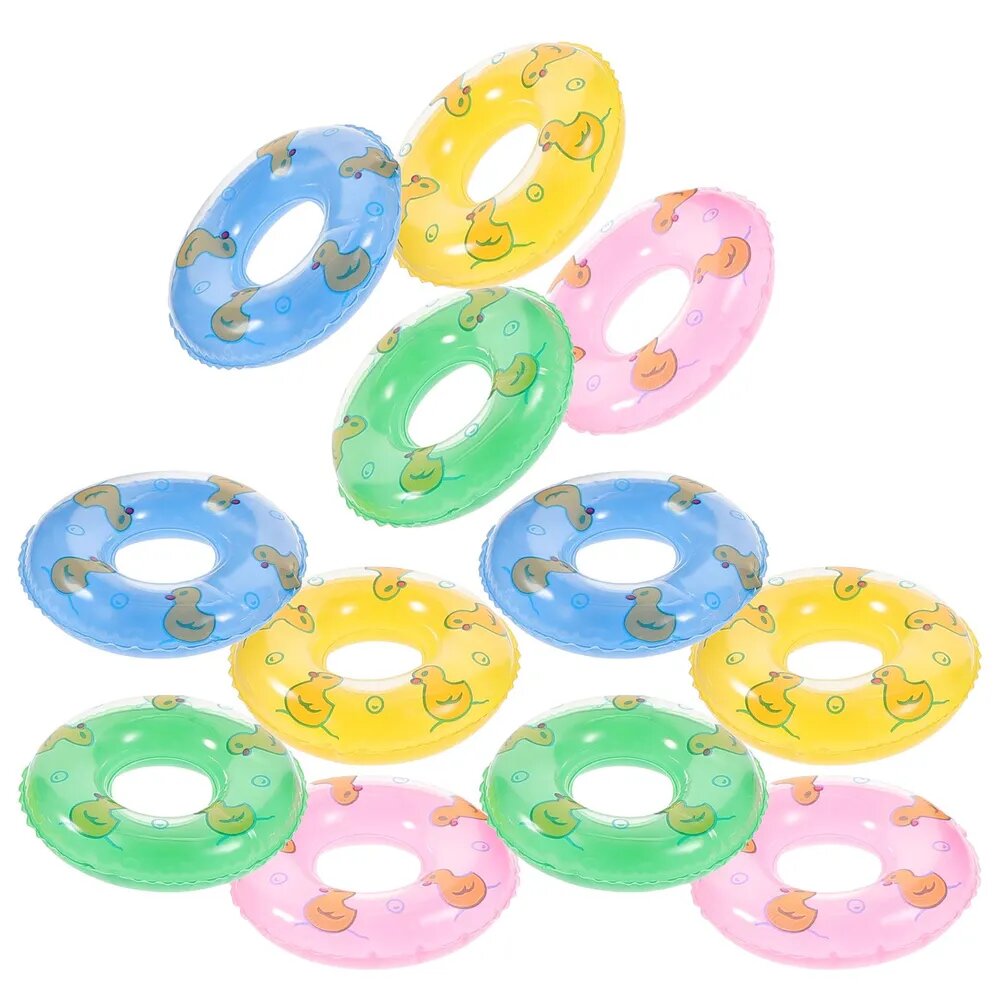 Надувные Мини Кольца Для Плавания, Плавающие Игрушки, Многоцветные, 12 Шт