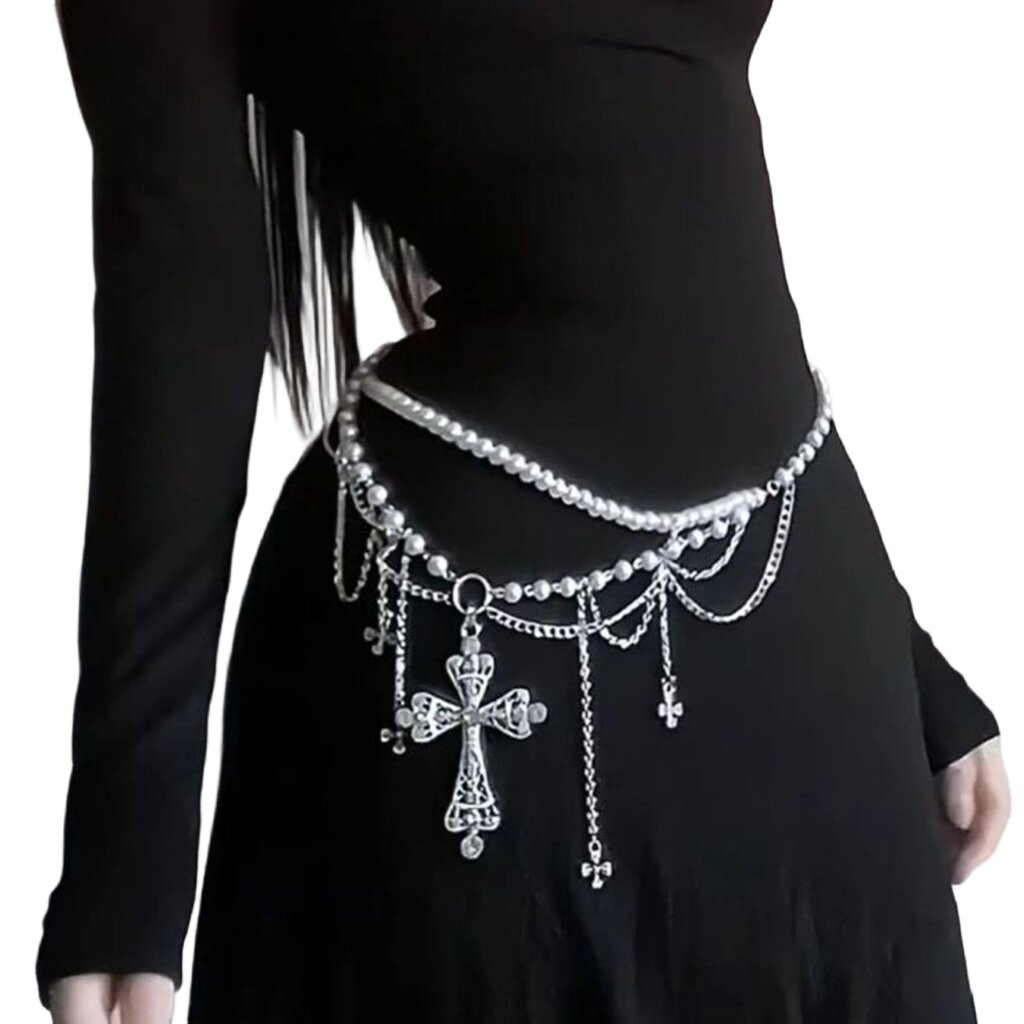 Регулируемая Готическая Поясная Цепочка С Подвеской В Виде Крестов Для панк-моды И Праздничных Нарядов