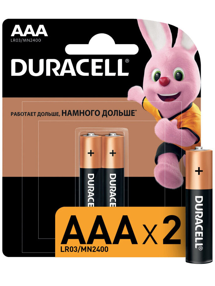 Батарейки Duracell Basic LR03/MN2400 AAA, 2 штуки