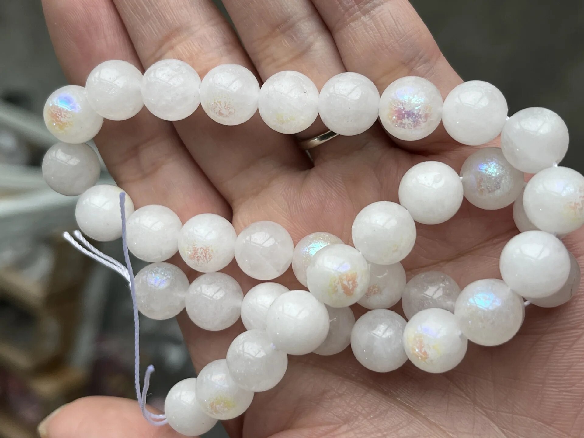 Бусины из белого лунного камня 6/8/10 мм 6mm 60pcs