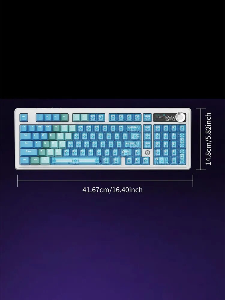 Ajazz Игровая клавиатура беспроводная AK980 V2 PRO, Русская раскладка, голубой, светло-синий