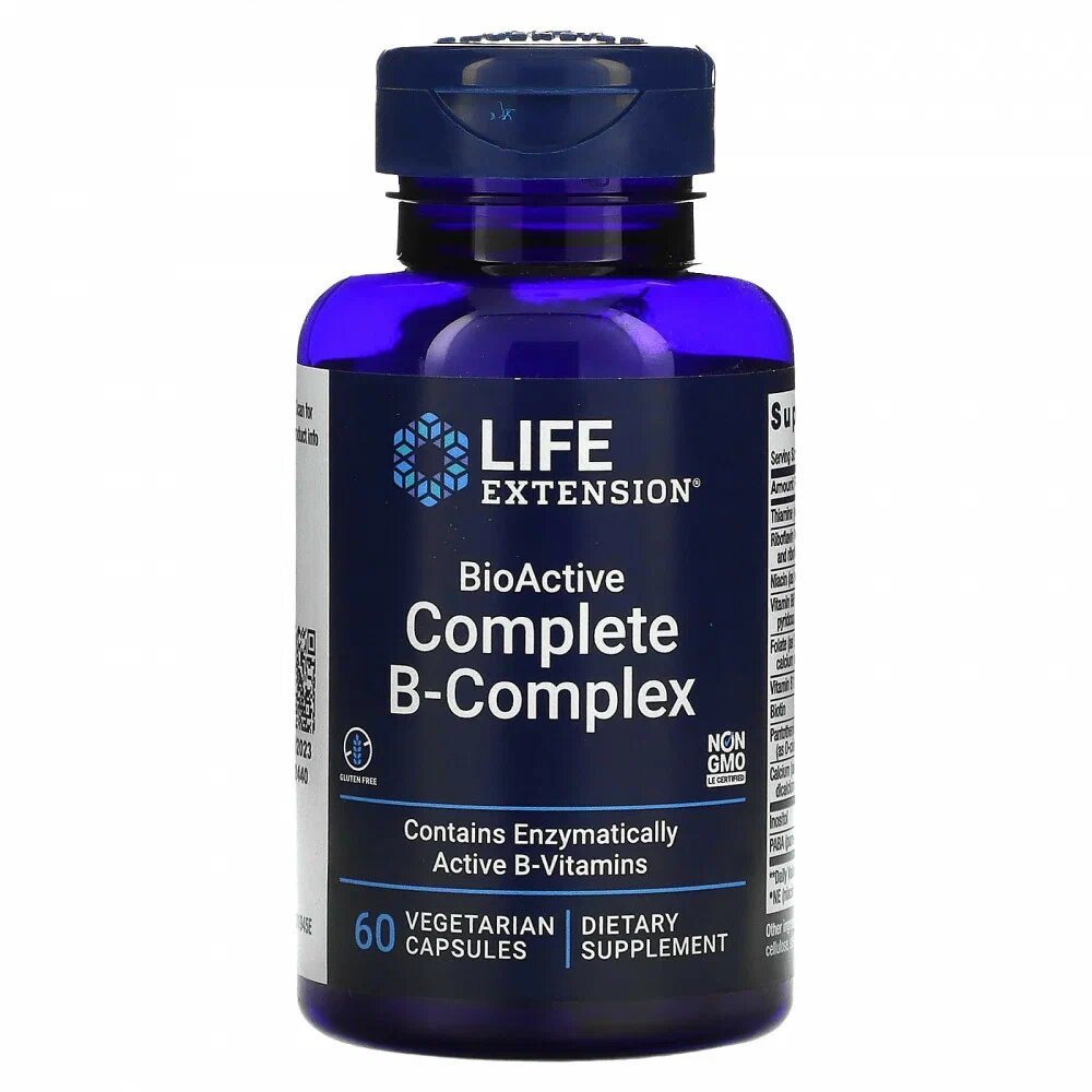 Life Extension Complete B-Complex , полный биоактивный комплекс витаминов группы B, 60 вегетарианских капсул