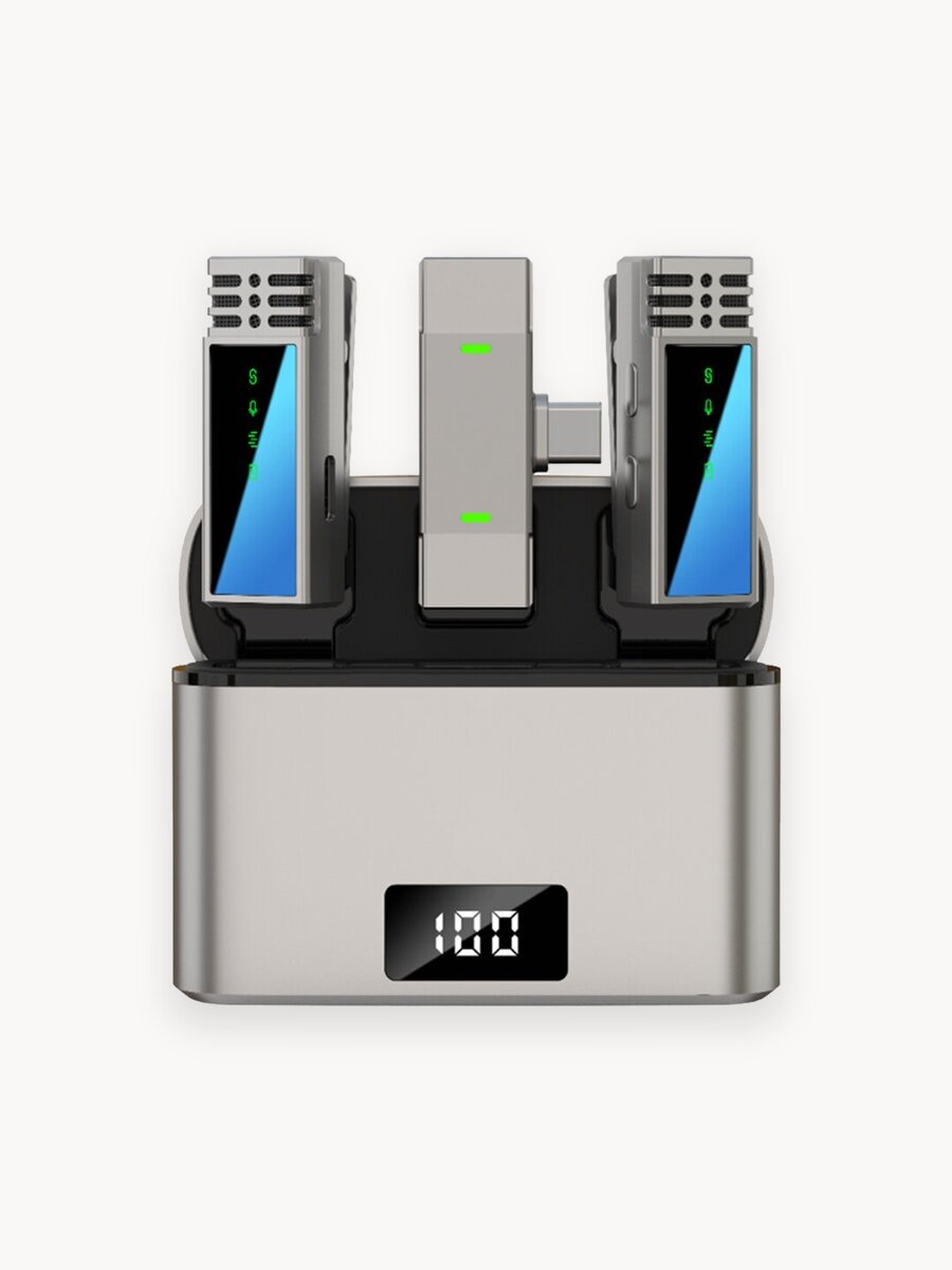 Микрофон петличный беспроводной JMARY MW-15 Type-C, Bluetooth, серый металлик