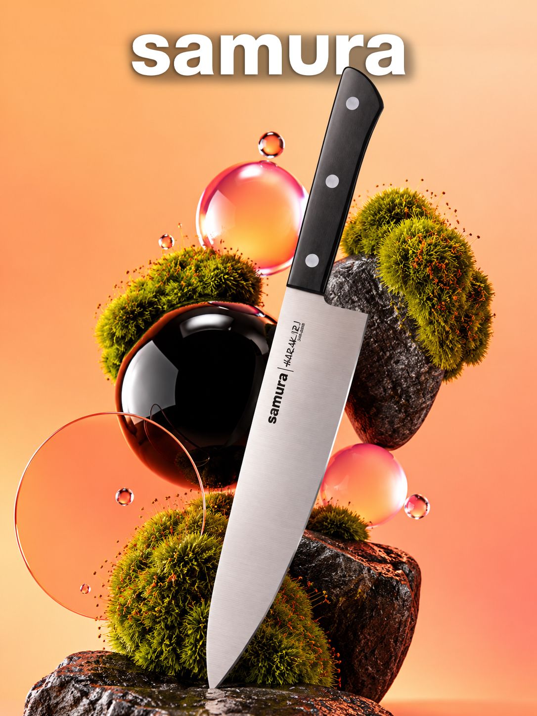 Шеф нож кухонный Samura HARAKIRI 208мм SHR-0085B