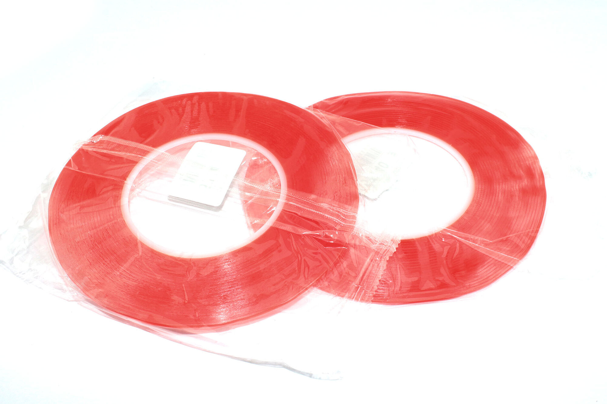 Скотч двусторонний прозрачный 3M с красной защитной лентой ширина 2мм 50м 2 шт