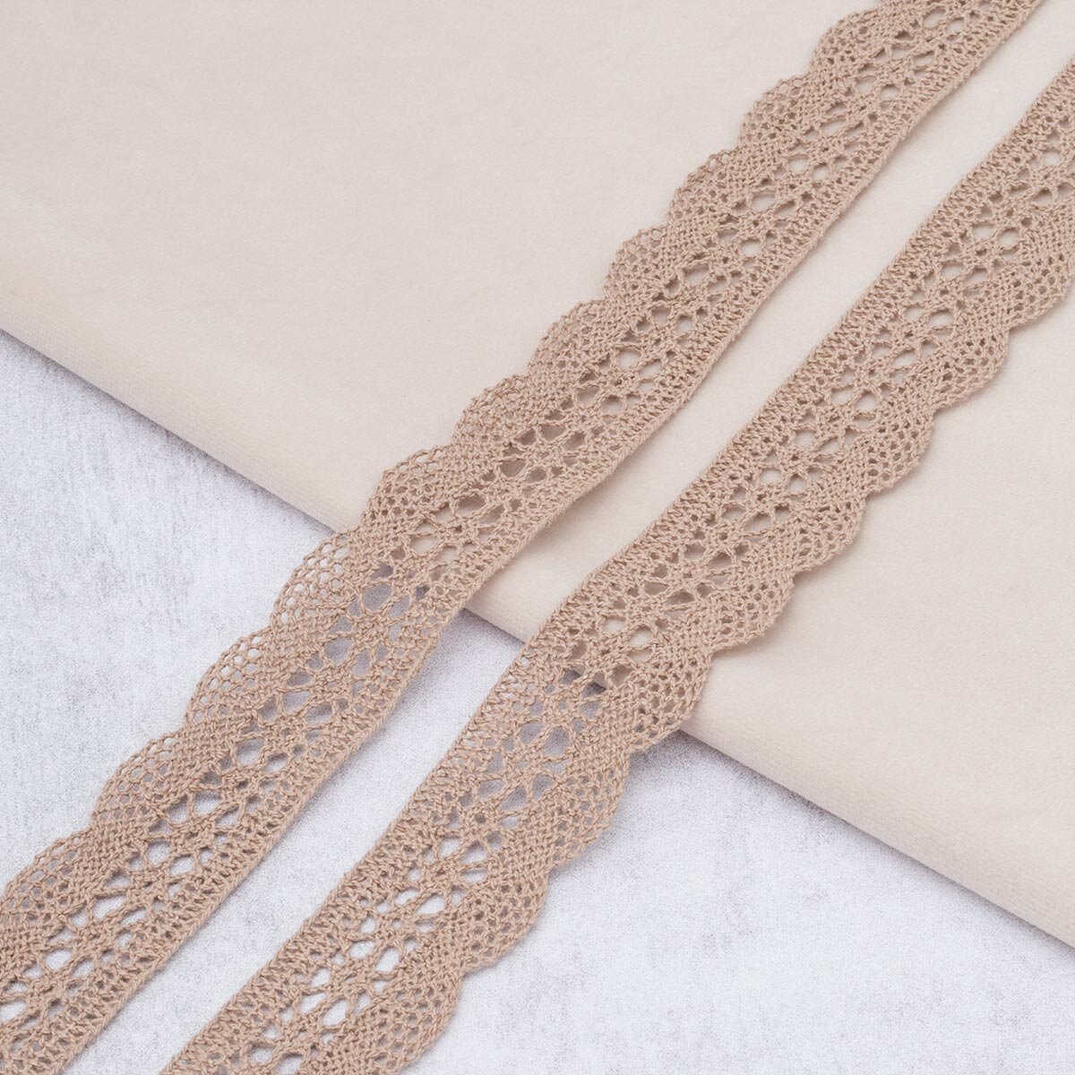 Кружево для рукоделия и шитья хлопок, 27 мм*10 м, цвет капучино, Айрис
