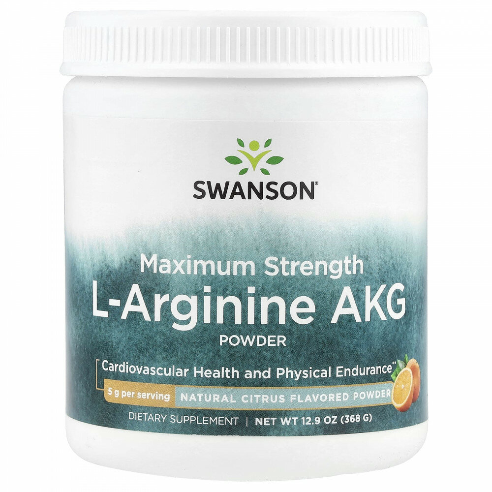 Swanson Vitamins, L-аргинин AKG максимального действия в порошке, натуральный цитрус, 368 г (12,9 унции)