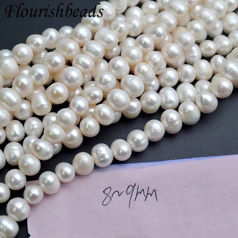 Белые пресноводные жемчужины Flourishbeads 5-11 мм для ювелирных изделий 5 strands per lot, 8-9mm
