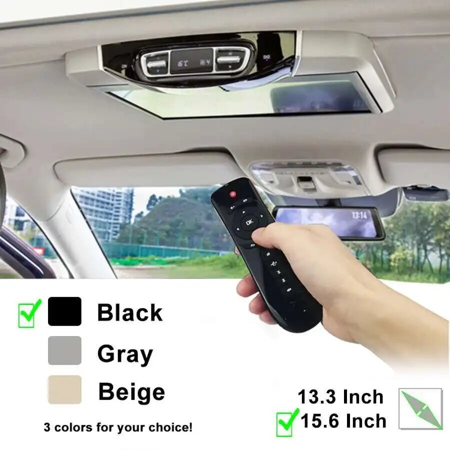 Для Benz V260 V260L V-class 1920*1080 потолочный монитор на крыше Android 12 мультимедийный видеоплеер Mirror Link пульт дистанционного управления 15.6Inch-Black