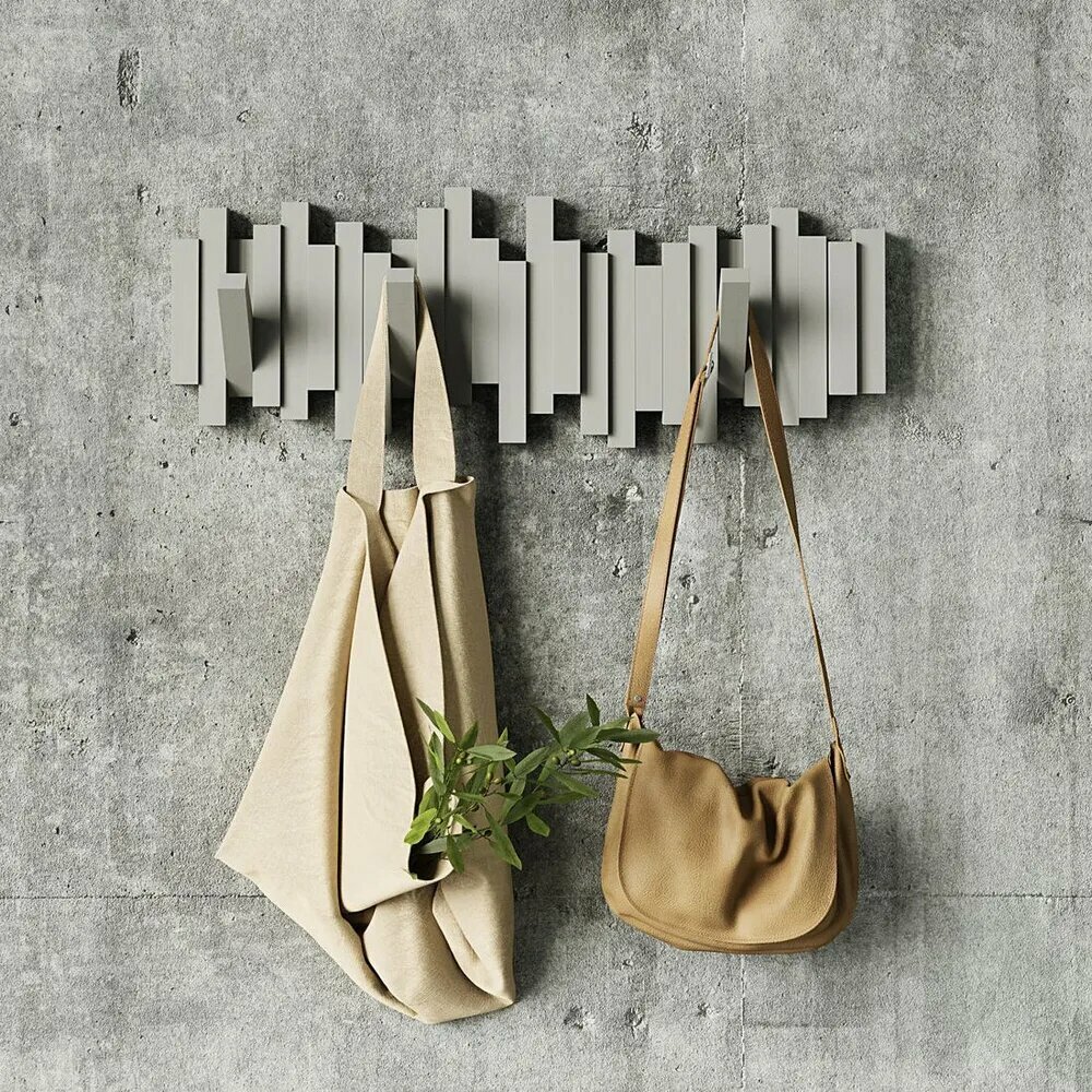 Настенная вешалка "Umbra Sticks", 5 складных крючков, серый цвет