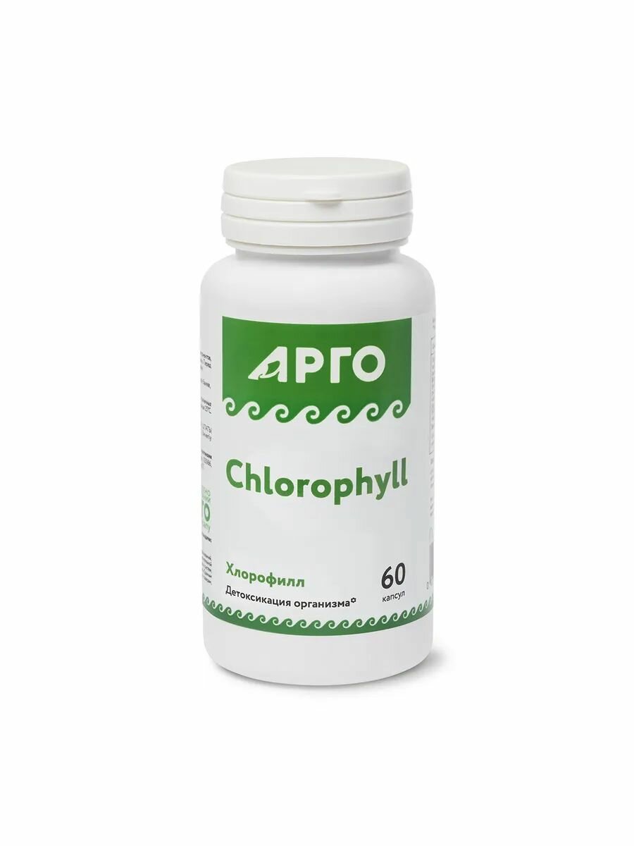 Хлорофилл, 60 капсул. Детоксикация организма, при дисбактериозе, язве желудка, артрите, подагре, анемии, для кроветворения