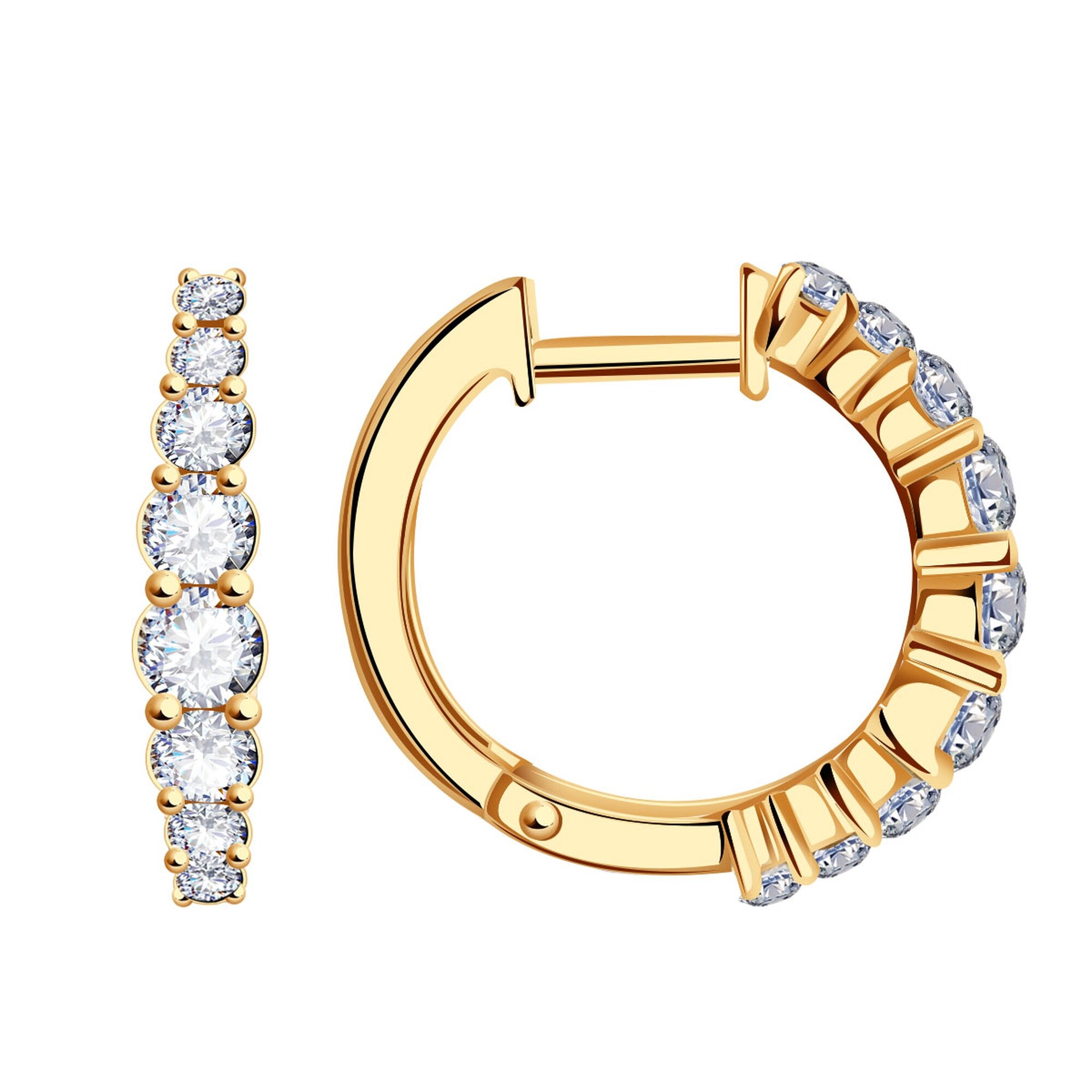 Серьги, красное золото, 585 проба, фианит