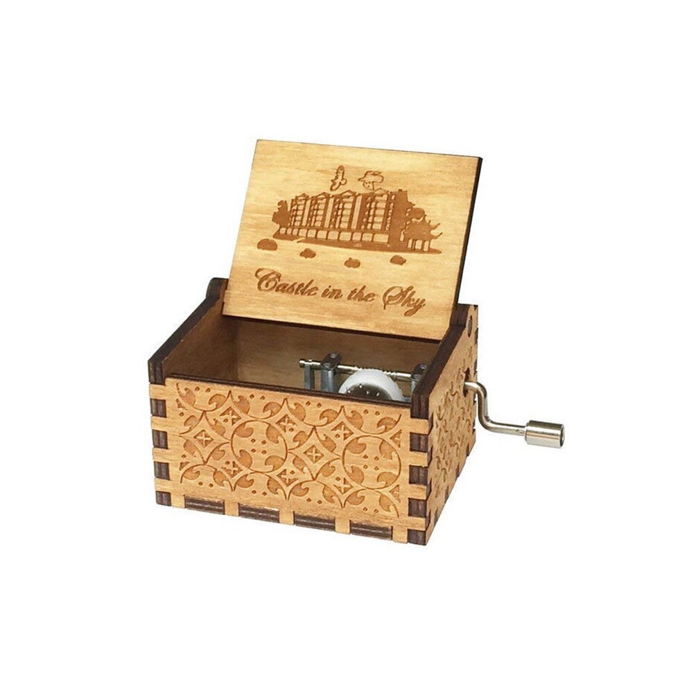 Музыкальная шкатулка elegant hand crank retro, резной деревянный корпус, замок в городе