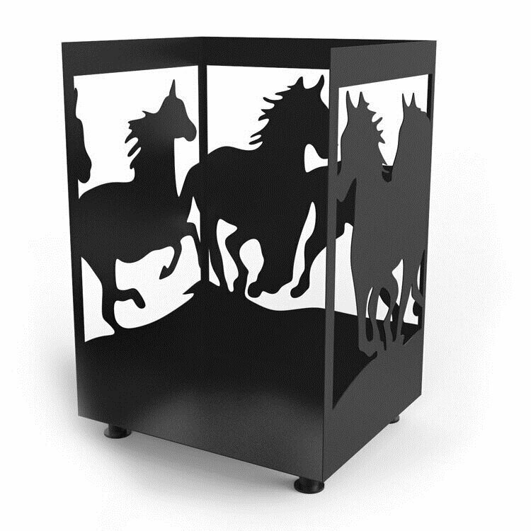 Дровница в стиле лофт из металла Лошади