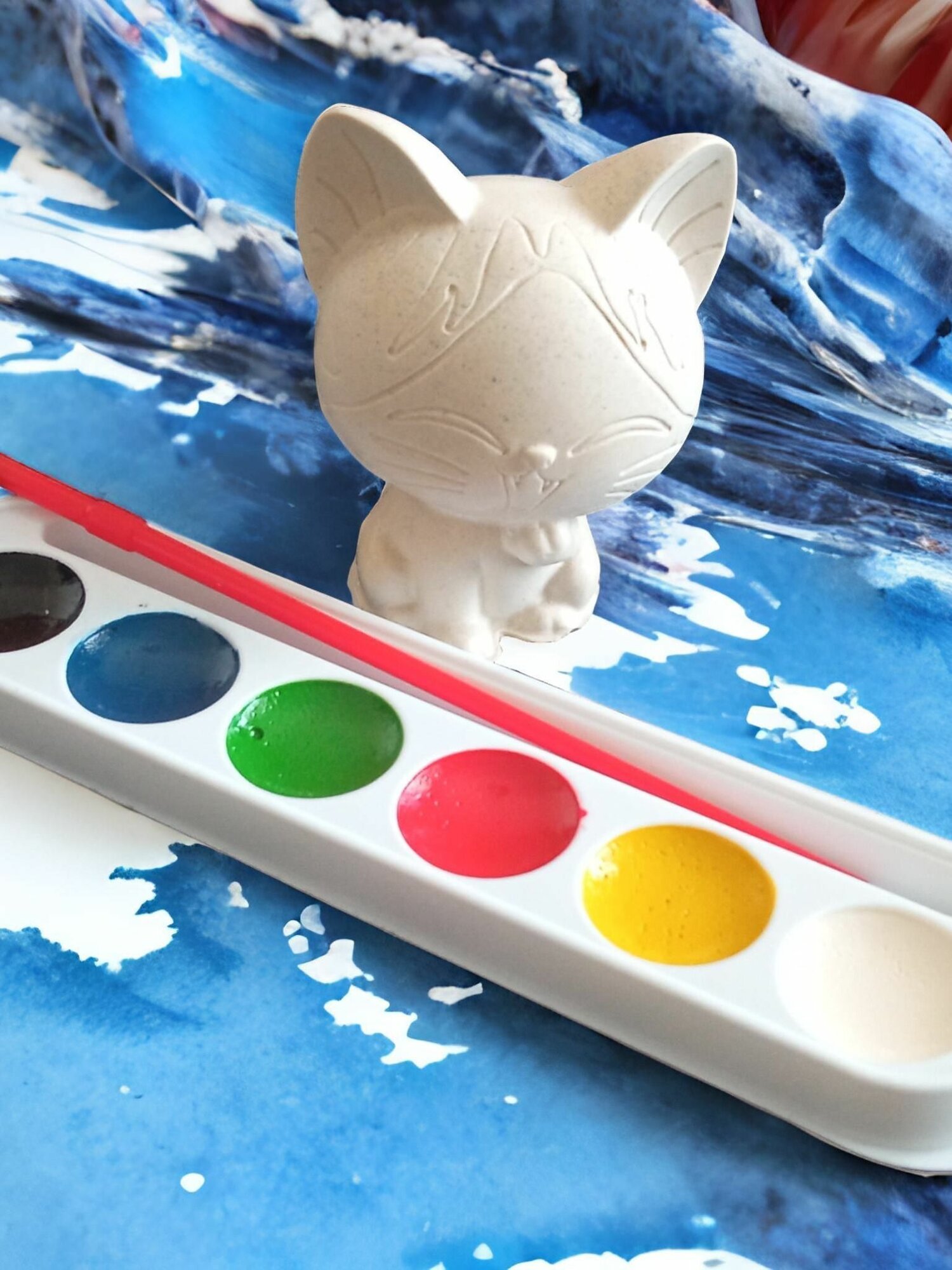 "Раскрась своего Котёнка" гипсовая фигурка котёнка с красками и кистью