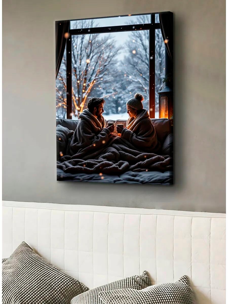 Картина "Зимний вечер", на стену для интерьера 30х40см 1шт.