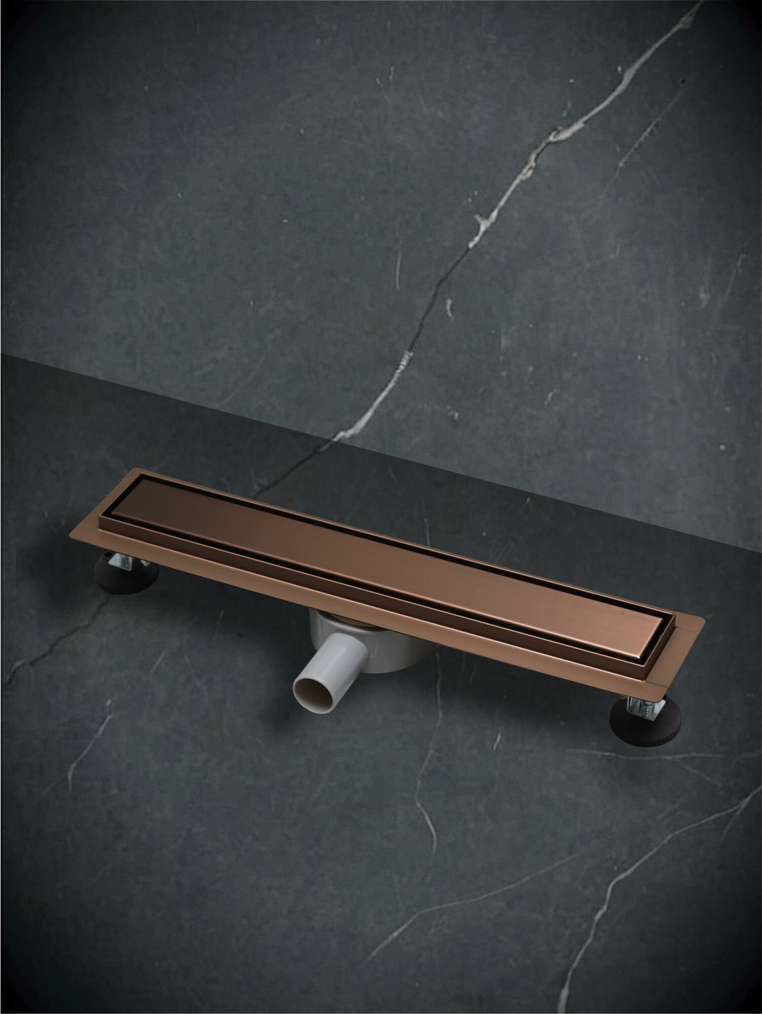 Трап для душа в полу под плитку, слив для душа широкий 600 мм, матовая медь