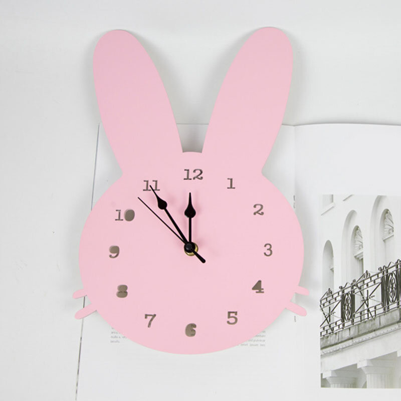 SRIWEN 2020 Nordic Kids Room Decor Кролик Часы Настенные Украшения Комнаты Стиль Детский Декор Nordic Детская Комната Украшения Розовый
