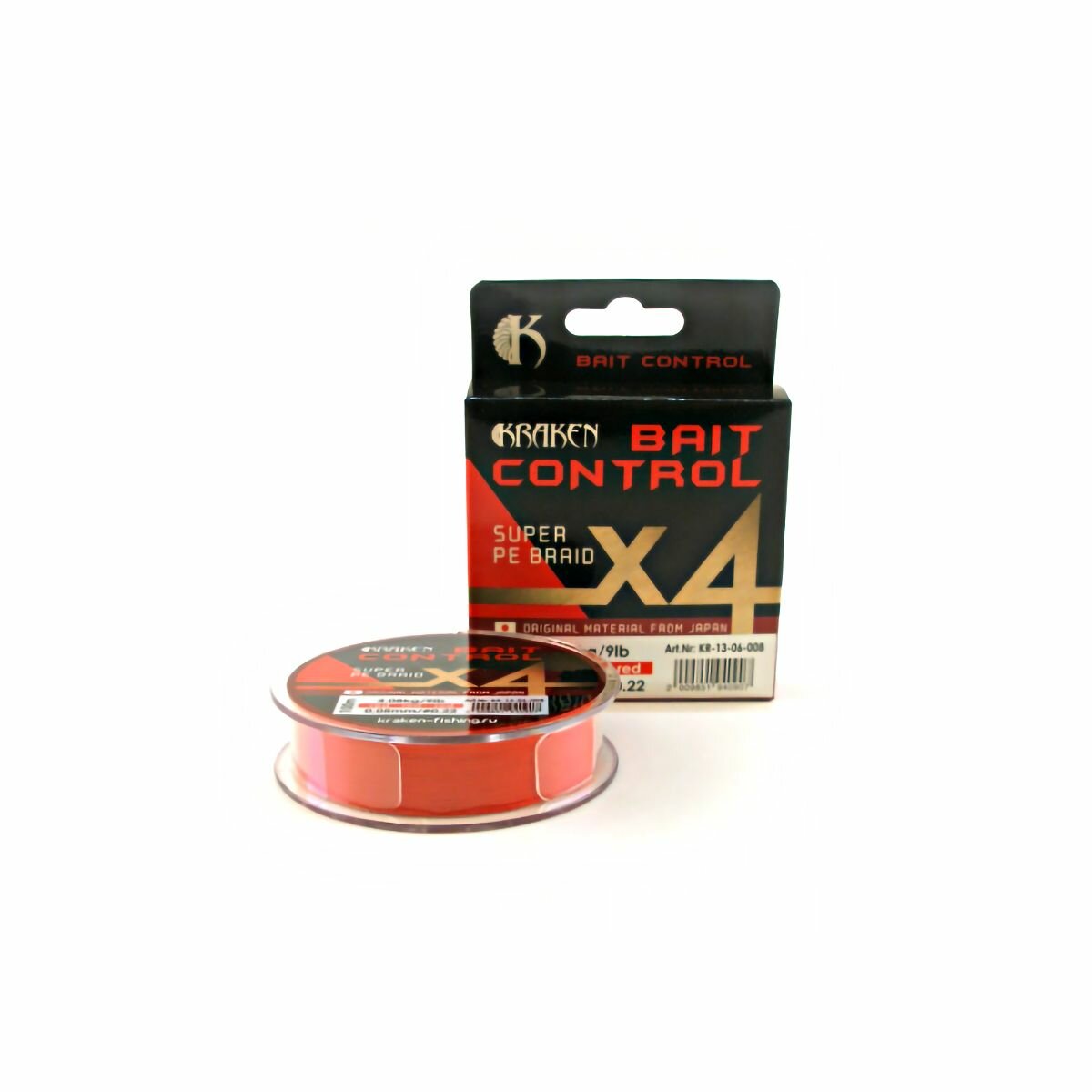Шнур Kraken Bait Control 4X 125м #1/16Lb 0,16мм (цвет красный)