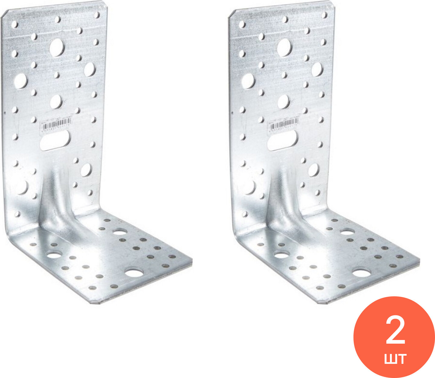 Крепежный уголок Rock Solid Connection / Рок Солид Конекшн усиленный перфорированный, из оцинкованной стали, серый, 105х170х90х3мм / строительство и ремонт (комплект из 2 шт)