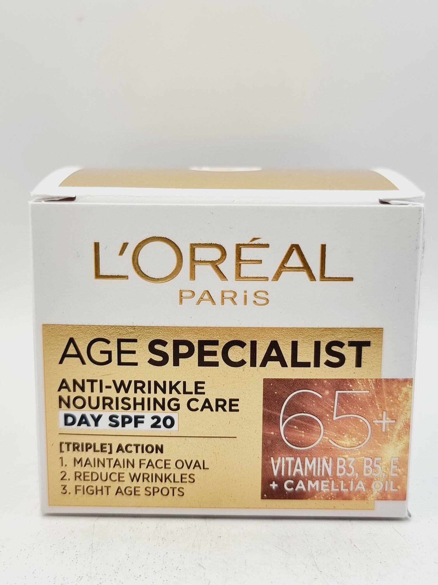 Антивозрастной дневной крем для лица Age Specialist 65 + с маслом камелии и B3, B5, E, SPF 20, 50 мл (Франция)